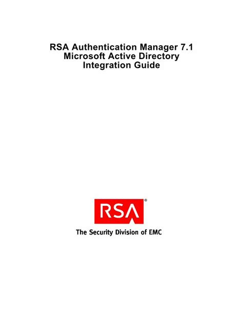 Pdf Rsa Authentication Manager 71 Microsoft Active Directory Downloadrsa