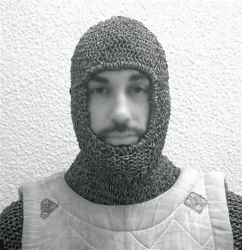 Chain Mail Coif With Bottom Ventail Dome Riveted Aluminum Chain Mail