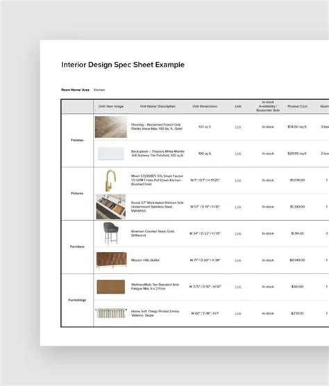 Free Template Interior Design Spec Sheet And Guide Interior Design