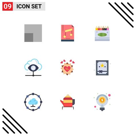 9 User Interface Flat Color Pack Of Modern Signs And Symbols Of