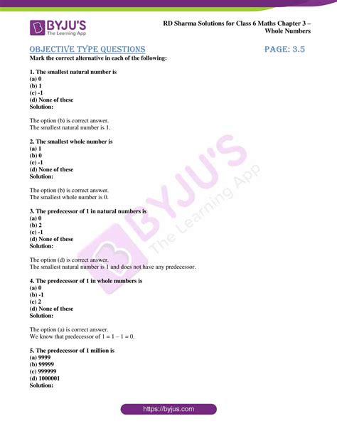 Rd Sharma Solutions For Class Chapter Whole Numbers Avail Pdf