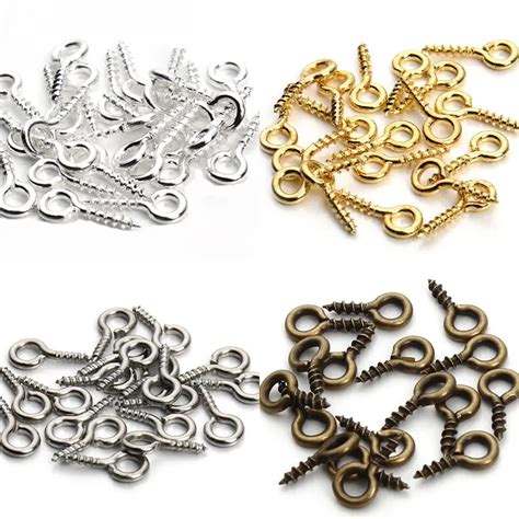 200pcslot 104mm 4colors Metal Eye Pins Eyepins Hooks Eyelets Screw