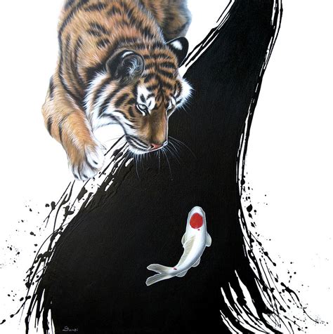 Untitled Tiger With Koi Painting By Sandi Baker Fine Art America