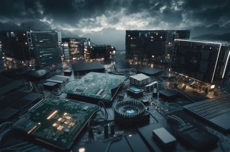 3d Illustration Of Devices Connected To The Big Data Network Via Cloud