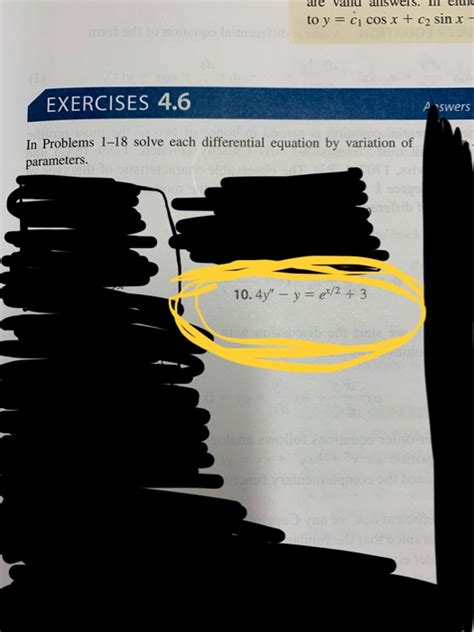 Solved To Y C1 Cos X C2 Sin X Exercises 46 Swers In