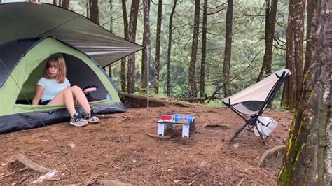 Solo Overnight Camping In Jungle Relaxing In The Tent With The Satisfying Sound Of Nature