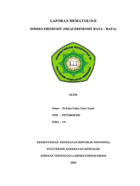 Laporan Hematologi 11 Indeks Eritrosit Pdf Laporan Hematologi 11 Indeks Eritrosit Pdf