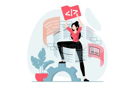 Flat Design Concept Programmer Workflow Stock Illustrations 300 Flat
