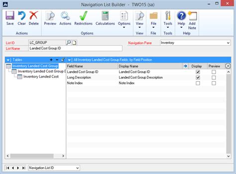 Landed Cost Group Id Smartlist Builder Template Eone Solutions