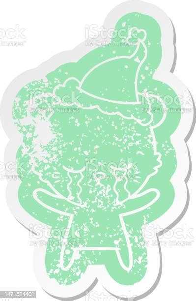 산타 모자를 쓴 북극곰의 기발한 만화 고민 스티커 감정에 대한 스톡 벡터 아트 및 기타 이미지 감정 곰 극지 기후