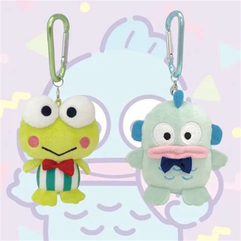CUTE SANRIO UGLY Fish Han Tun Blue Area Red Bow Frog Plush Toy Keychain Key PicClick UK