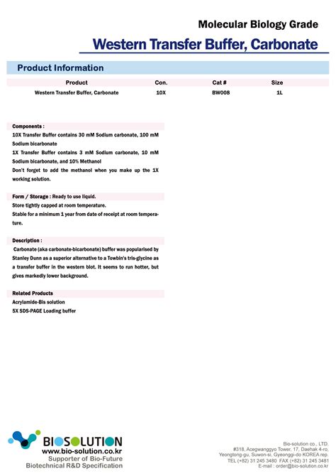 Western Transfer Buffer Recipe
