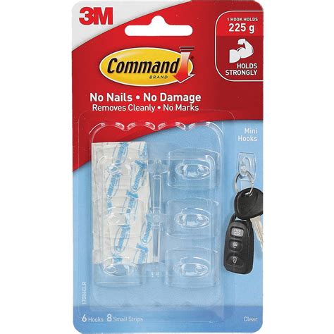3m Command Mini Hooks Clear 6 Pack Woolworths