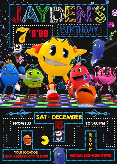 Pacman Birthday Party Invitation Rocking Invite