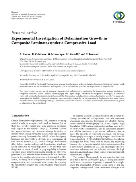 Pdf Experimental Investigation Of Delamination Growth In Composite Laminates Under A