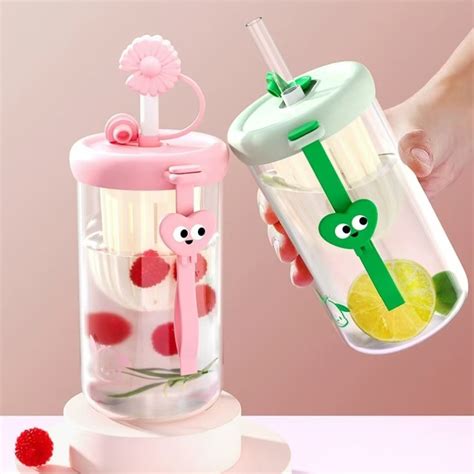 Jual Voova Mug Gelas Tumbler Dengan Sedotan Milk Cup Tumbler Glass With