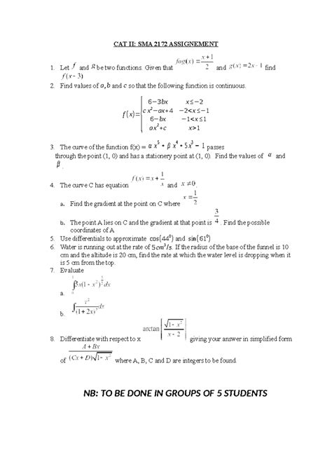 Assignment Cat Ii Calculus Cat Cat Ii Sma 2172 Assignement Let And