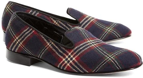 Brooks Brothers Signature Tartan Wool Slippers Mens Slippers Dress
