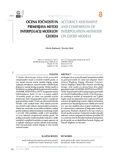 pdf accuracy assessment and comparison of interpolation methods on