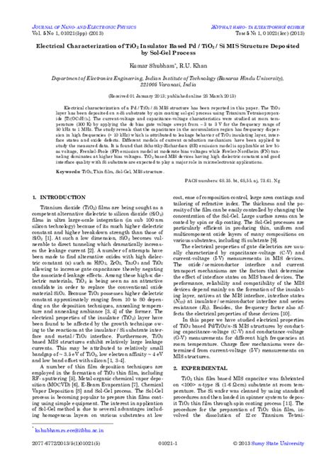 pdf electrical characterization of tio2 insulator based pd tio2