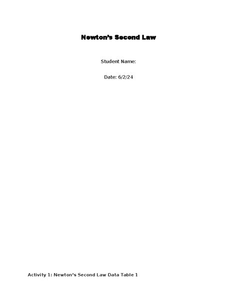 PHY 150 M4 Newton S Second Law Lab Report Newtons Second Law Student