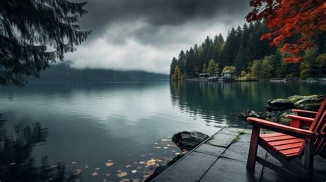 Premium Photo Rainy Lakeside Background
