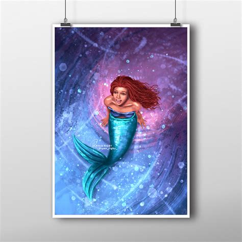 Little Mermaid Ariel Disney Illustration Art Print Halle Etsy