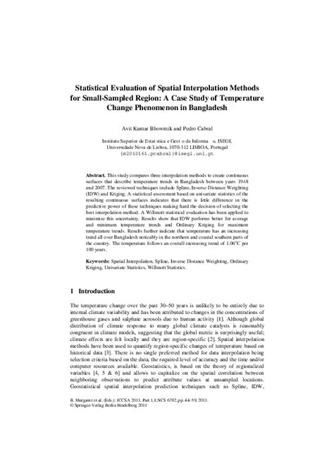 pdf statistical evaluation of spatial interpolation methods for small