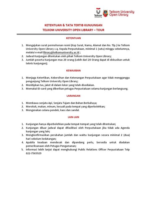 Tata Tertib Kunjungan Telkom University Open Library Pdf