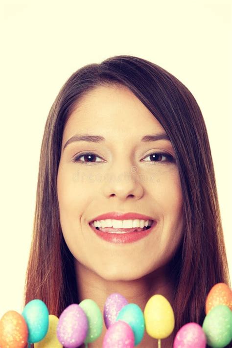 Woman With Easter Eggs Stock Image Image Of Celebration 37687267
