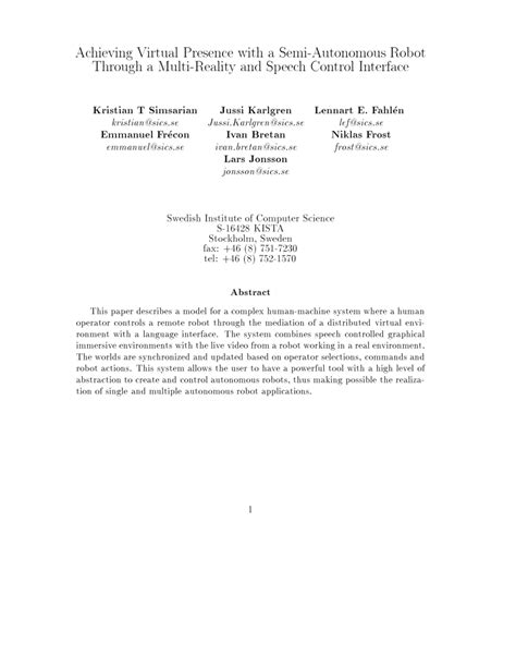 Pdf Achieving Virtual Presence With A Semi Autonomous Robot Through A Multi Reality And Speech