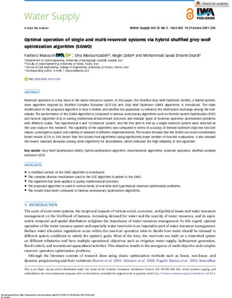 pdf optimal operation of single and multi reservoir systems via
