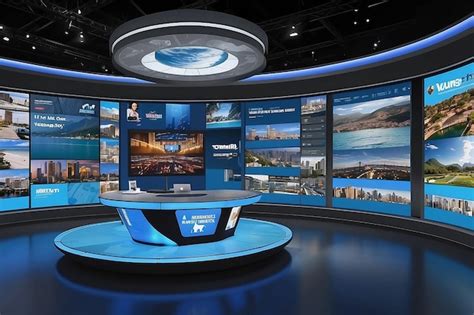 Premium Photo Virtual News Set With A Floating Interactive Social