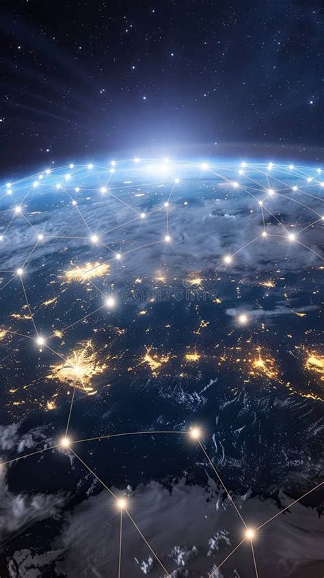 A Digital Representation Of Global Connectivity Featuring A Network Of Data Points And Lines