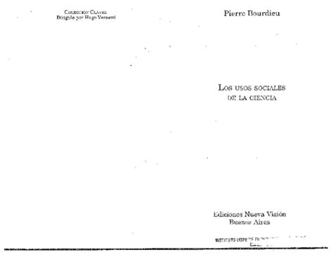 Pdf Bourdieu Los Usos Sociales De La Ciencia