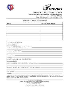 Fillable Online Dbvpg Unipg BDBVPGb MATERIAL TRANSFER AGREEMENT BDBVPGb