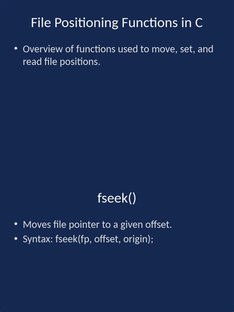 C File Positioning Functions Guide Pdf