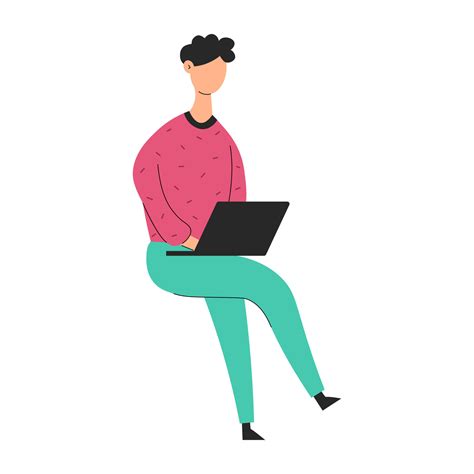 Seated Programmer Programmer In Flat Design Man With Laptop 20168750 Vector Art At Vecteezy
