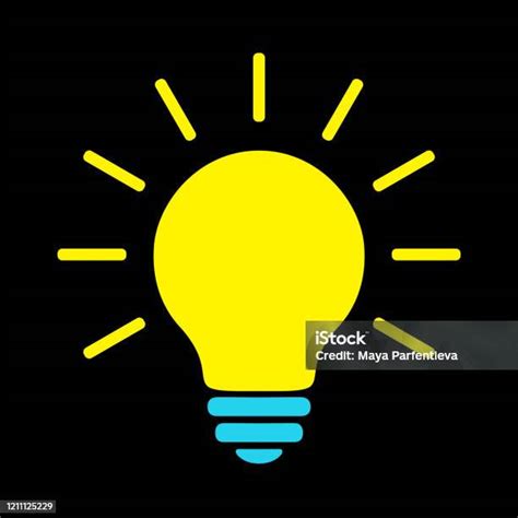 광선 간단한 그림과 조명 전기 램프 전구 노란색 플랫 아이콘입니다 전구에 대한 스톡 벡터 아트 및 기타 이미지 전구 아이콘 컴퓨터 그래픽 Istock