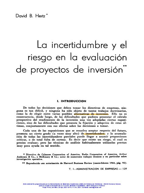 La Incertidumbre Y El Riesgo En La Evaluación De Proyectos De Inversión