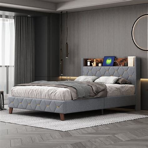 Flieks Polsterbett Samt Doppelbett 140x200cm Mit Stauraum Am Kopfteil