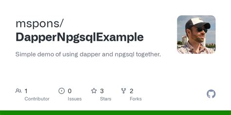 Github Msponsdappernpgsqlexample Simple Demo Of Using Dapper And Npgsql Together