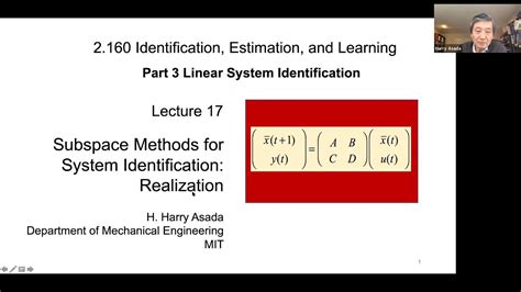Lecture Subspace Methods For System Identification Youtube