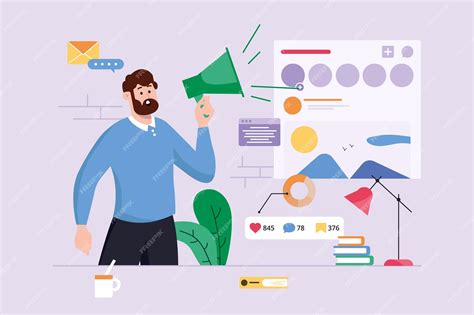 Концепция фиолетового фона в социальных сетях с людьми в плоском