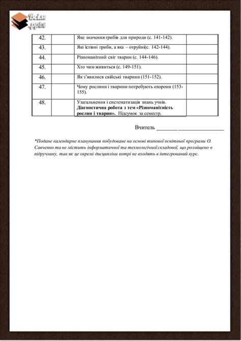 Календарно тематичне планування Я досліджую світ для 3 класу за Т Гільберг І семестр Doc