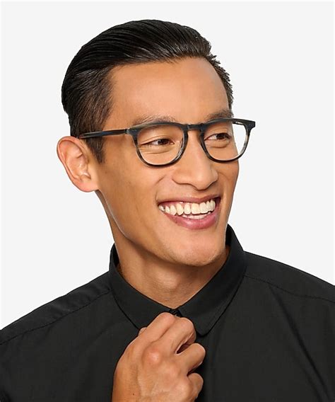 Illusion Rectangle Gray Striped Full Rim Eyeglasses Eyebuydirect Canada