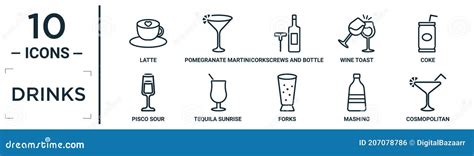 Linear Corkscrews And Bottle Of Wine Icon From Drinks Outline Collection Thin Line Corkscrews