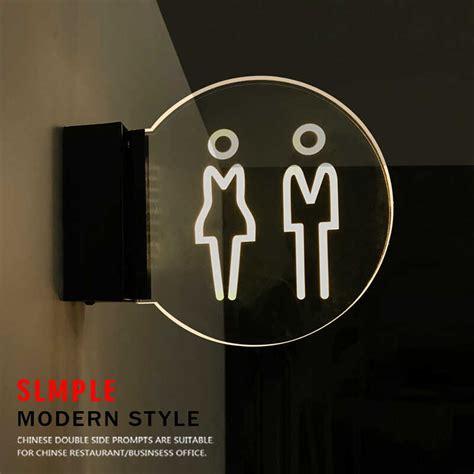 House Bathroom Number Led Luminous Toilet Wc Male And Female Sign