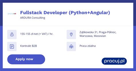 Oferta Pracy Fullstack Developer Pythonangular Ardura Consulting