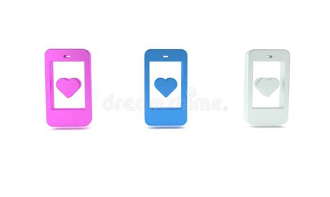 Colorful Smartphone With Heart Emoji Speech Bubble Get Message On Screen Icon Isolated On White